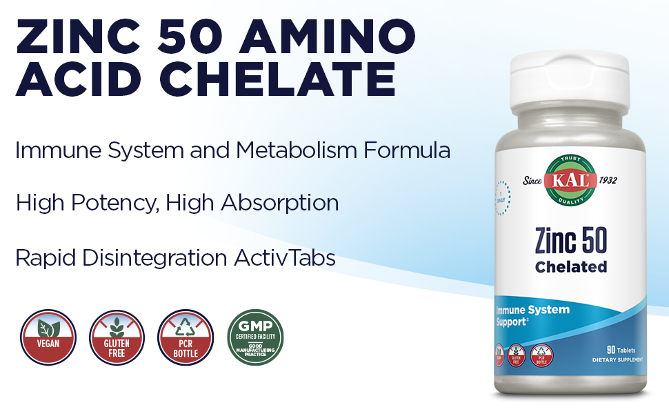 Kal chelated zink 50 mg 90 tabs купити, ціна в Києві та Україні ...
